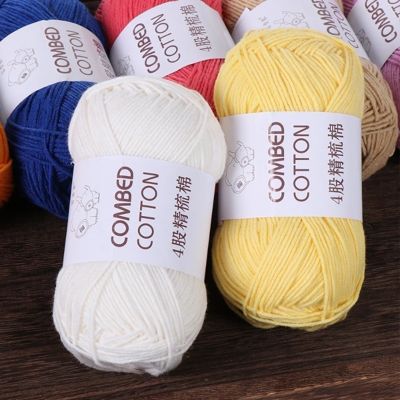 40g/roll 4 Strands Milk Cotton Wool Hand-Woven DIY Doll Scarf Woven ...