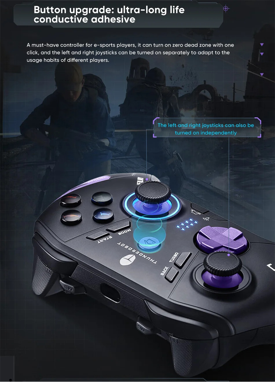 THUNDEROBOT G50S Wireless Gamepad 1000Hz Return Rate Three Mode Gaming ...