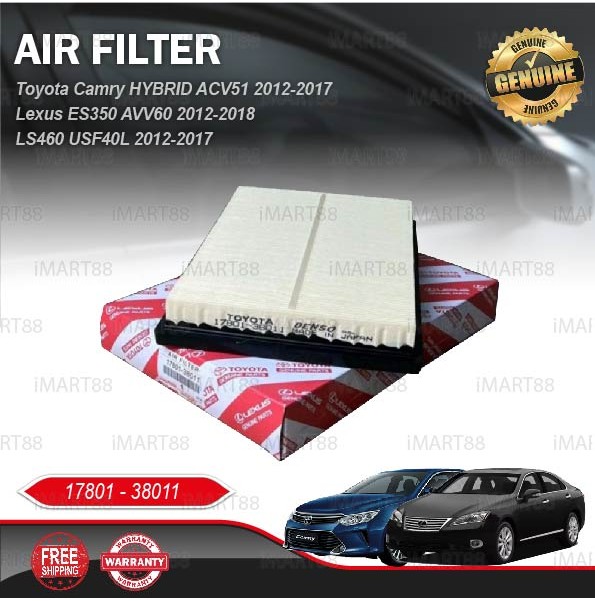 17801-38011 0V010 Engine Air Filter Toyota Camry Hybird ACV51 2012-2017 ...