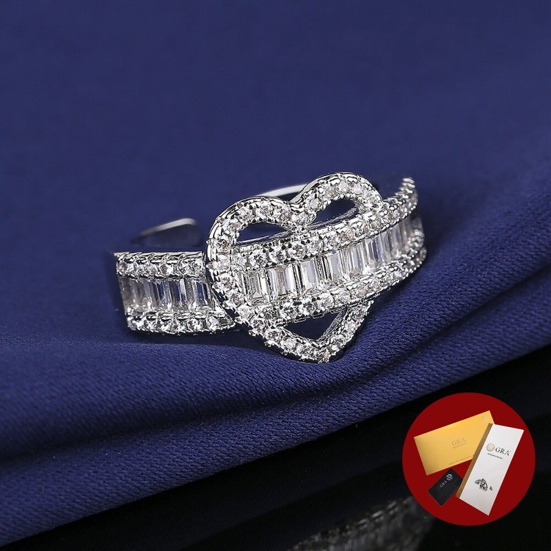 (With Gra Certificate) Ins Style Simple Heart Ring Fashion Sparkling ...