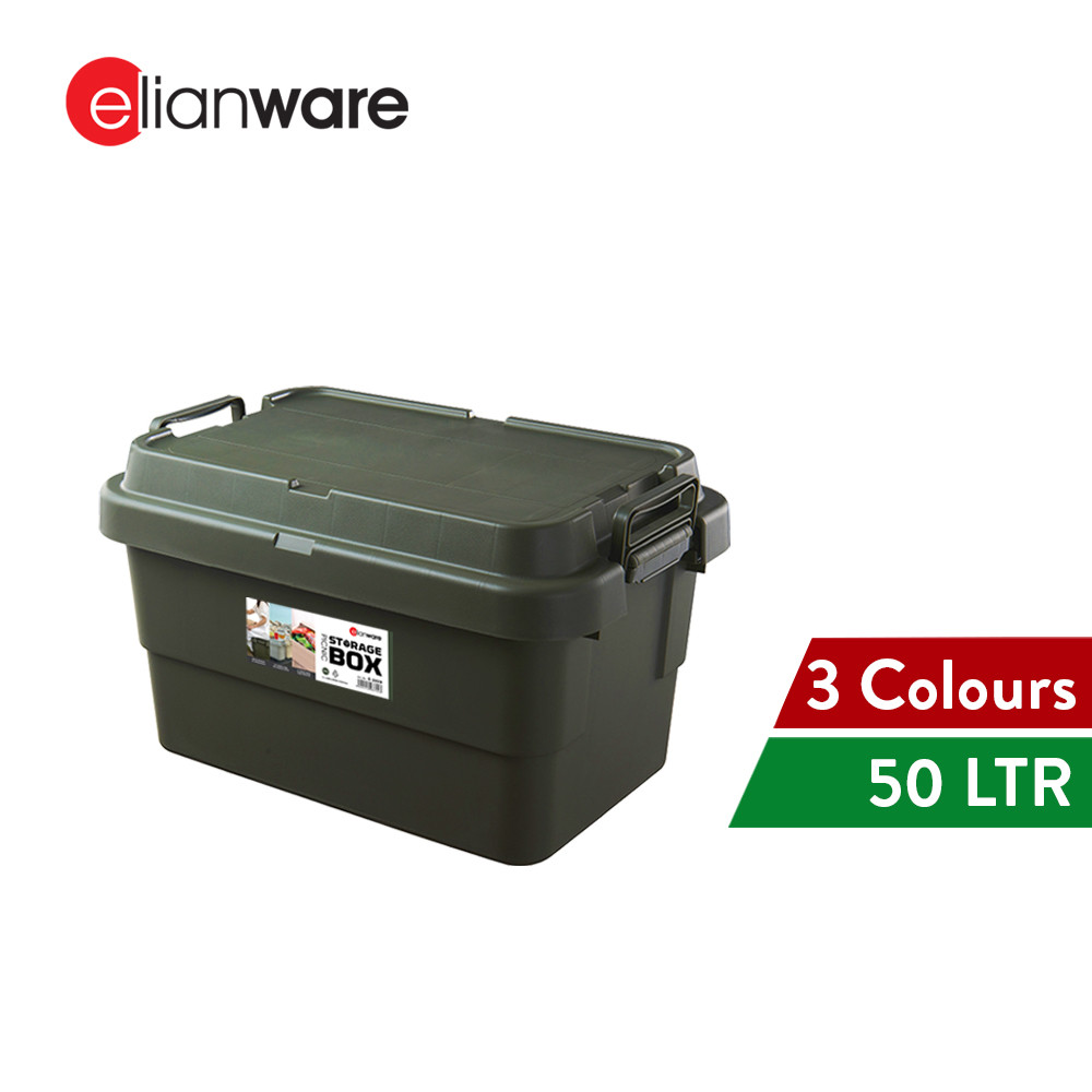Elianware 50 Ltr Camping Extra Large Storage Box Big Heavy Duty Toys ...