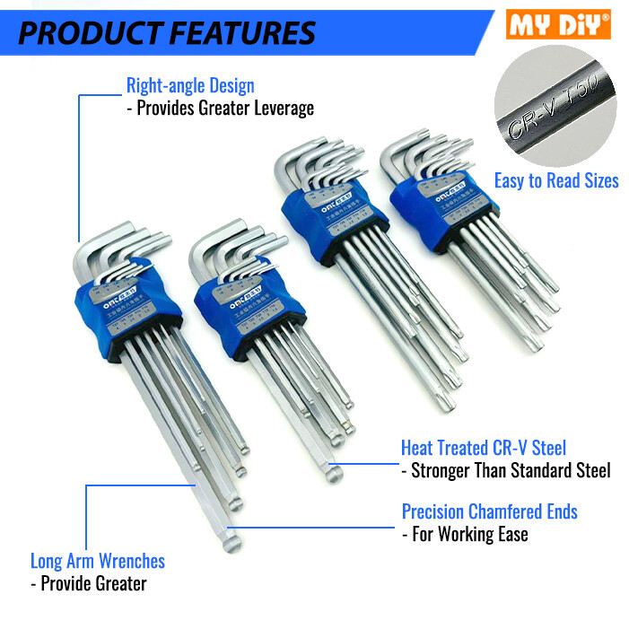 MYDIYHOMEDEPOT - 9PCS ALLEN KEY SET BALL POINT ALLEN KEY TORX STAR ...