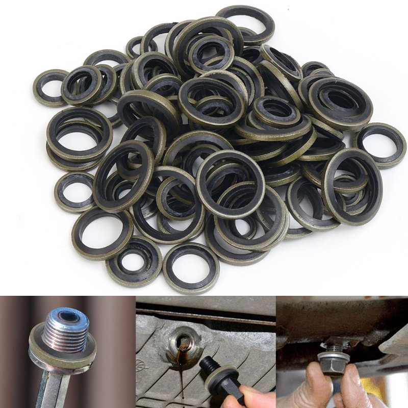 100Pcs O Ring Oil Drain Plug Gasket Set - Sealing Gasket Assortment Kit ...
