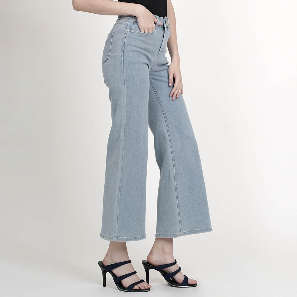 Nicole High Rise Wide Leg Stretchable Denim (3 Color) | Shopee Malaysia