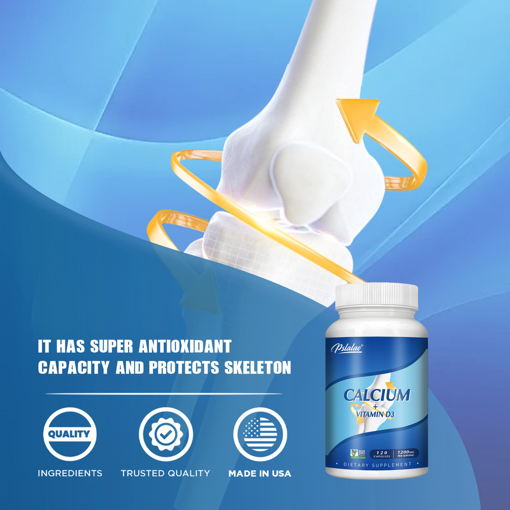 Pslalae Calcium 1200 mg with Vitamin D3 | Non-GMO, Gluten-Free ...