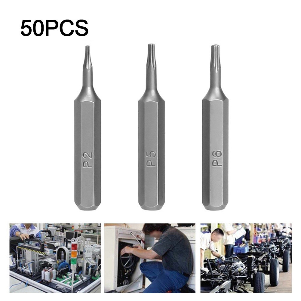 50pcs 4mm Small Hex Shank Screwdriver Bits Set P2 P5 P6 pentagonal ...