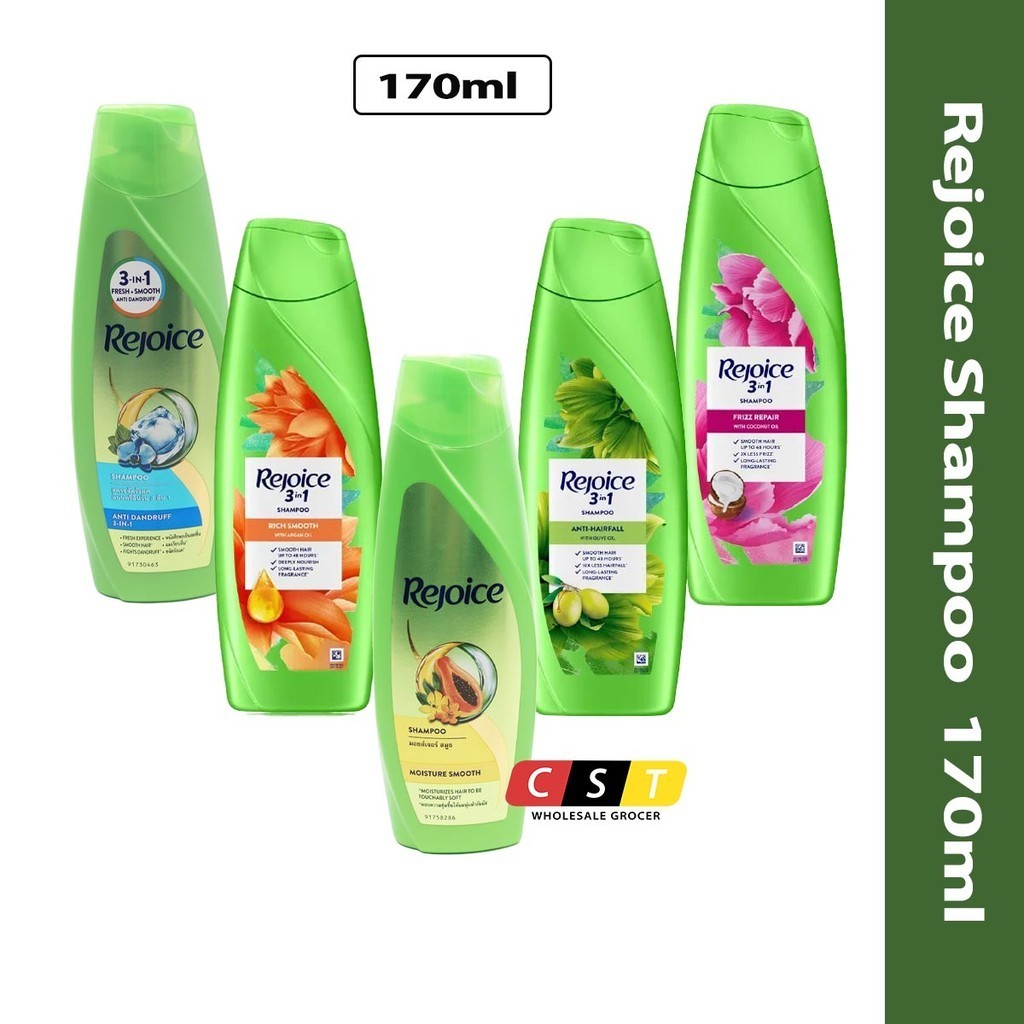 Rejoice Shampoo 170ml (Rich Soft Smooth/Anti Dandruff 3-In-1/Moisture ...