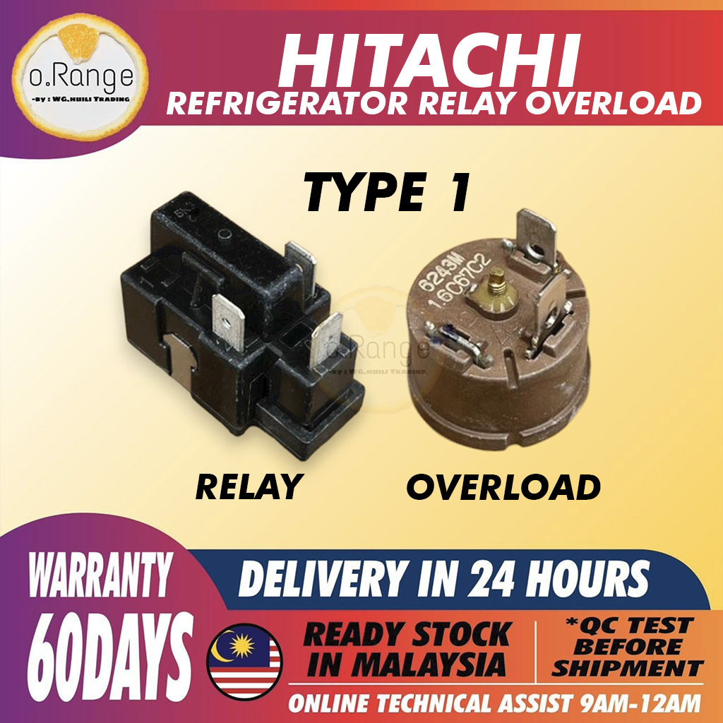 ( 1 SET ) HITACHI OVERLOAD / RELAY REFRIGERATOR Starter Relay Freezer ...