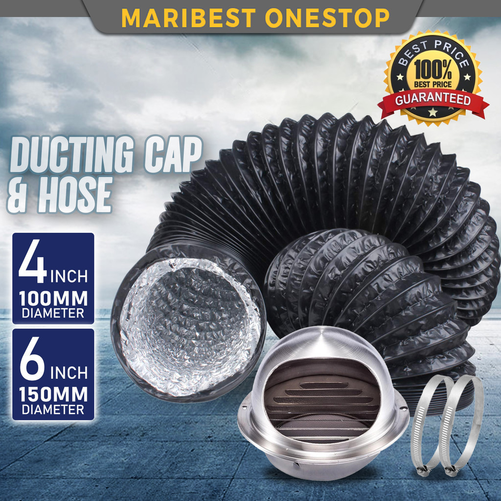 4 Inch 6 Inch 1.5M/3M Flexible Aluminium Ducting Hose Stainless Steel ...