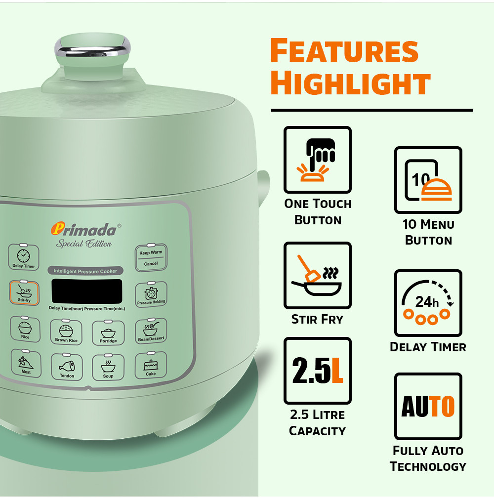 Primada Special Edition Intelligent Pressure Cooker MPC2550 Green ...