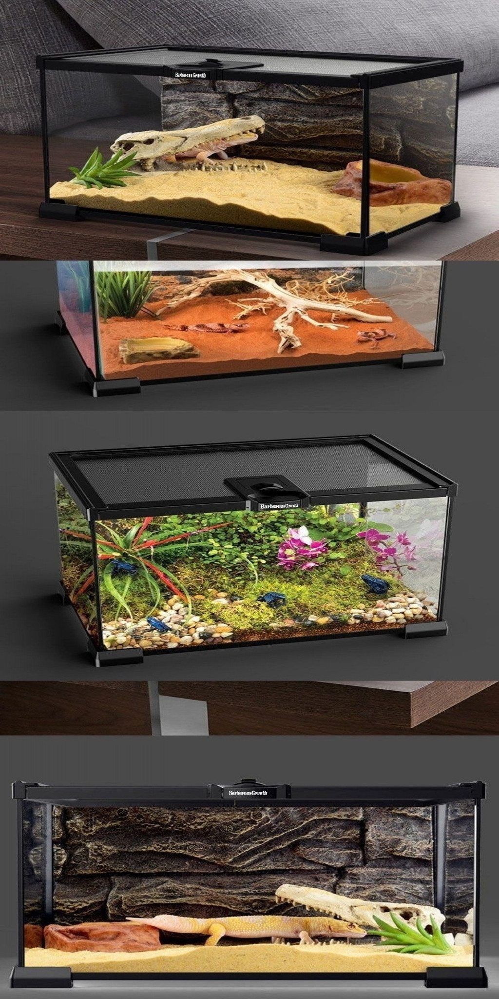 Reptile Terrarium Reptile Enclosure Rainforest Tank Gecko Cage Tortoise ...