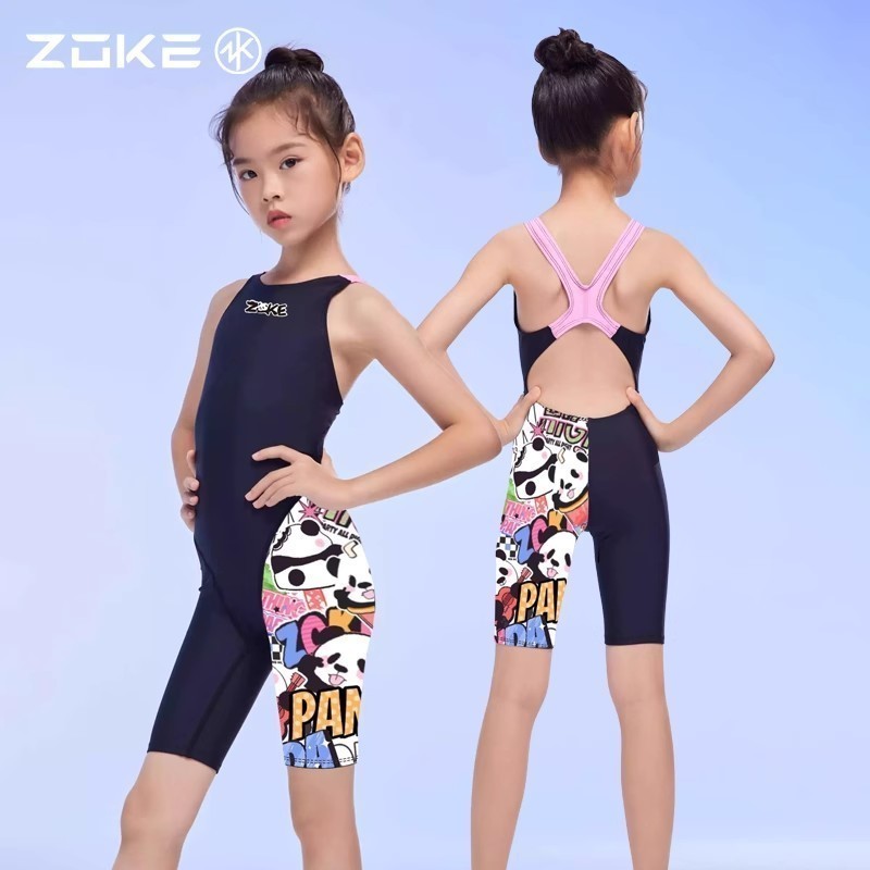 Zoke Girls Knee-Length Swimsuit Teens Girls Cartoon Printed Fastskin ...
