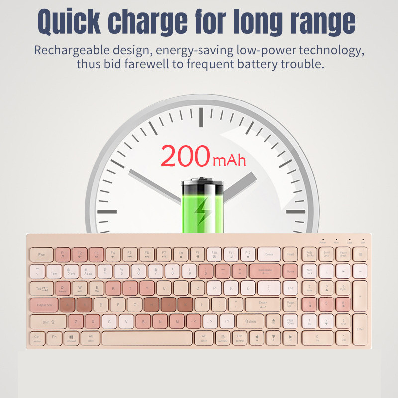 2 4g Bluetooth Wireless Keyboard Mouse Set Type C Rechargeable 3 Level Dpi Setting Office Gaming