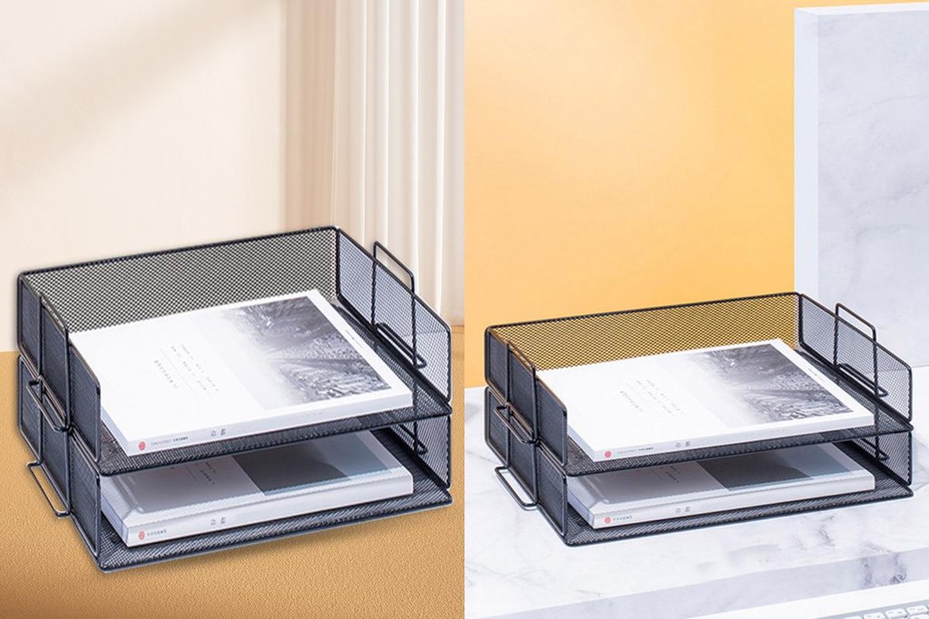 ba Paper Document Holder Desktop File Organizer Mesh Metal 2-tray ...
