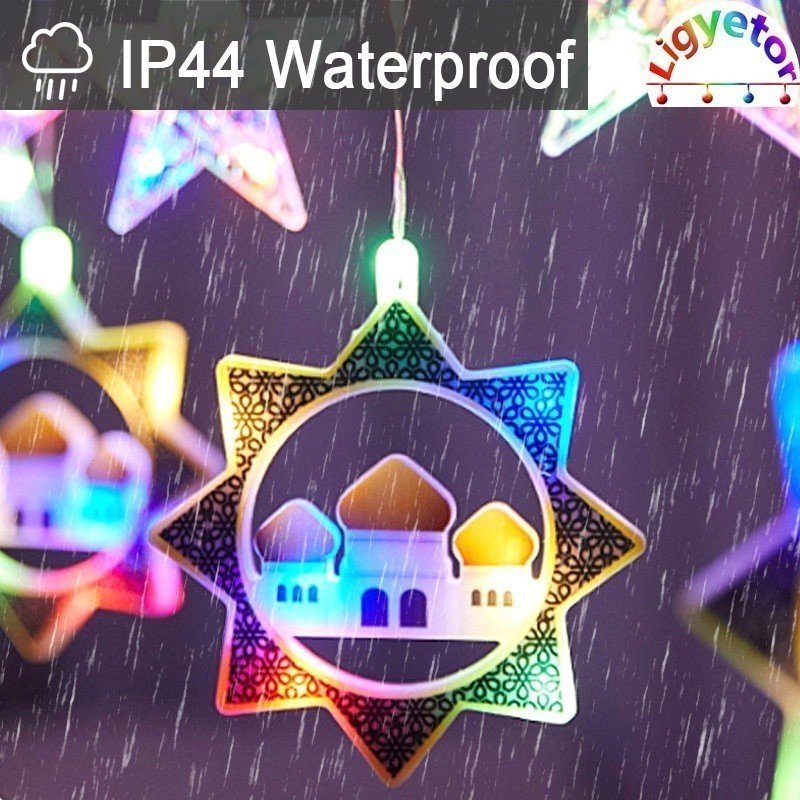 Ligyetor Malay Islamic LED Lights Sun Moon Curtain String Lights Castle ...