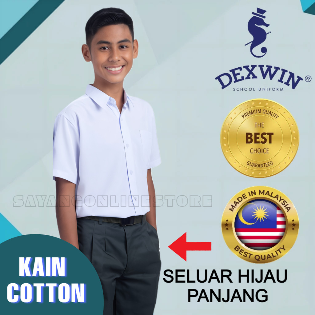 Secondary School Boy Uniform Dexwin Green Pants Seluar Hijau Panjang ...