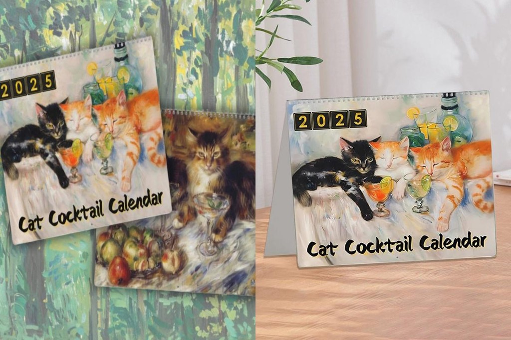 [CS] Cat Art Calendar Cat Themed Calendar 2025 Cat Cocktails Desktop ...