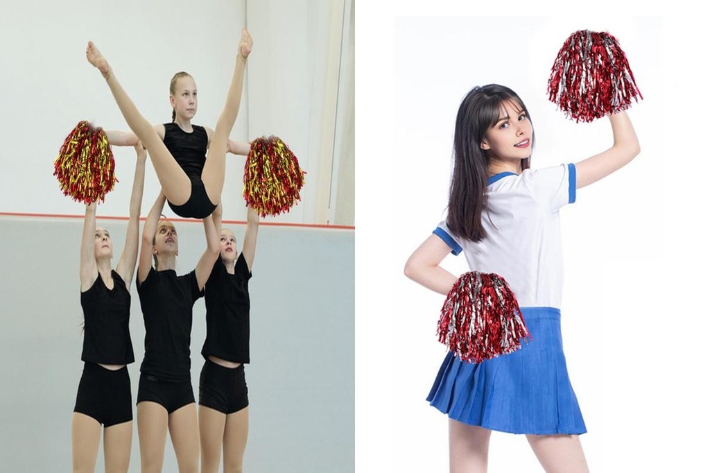 SIM| Team Spirit Pom Poms Shiny Cheerleading Pom Poms Shiny Metallic ...