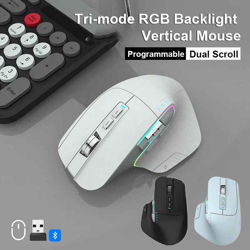 Wireless Mouse 2400 DPI USB Optical Mice Bluetooth 2.4Ghz Wired Tri ...