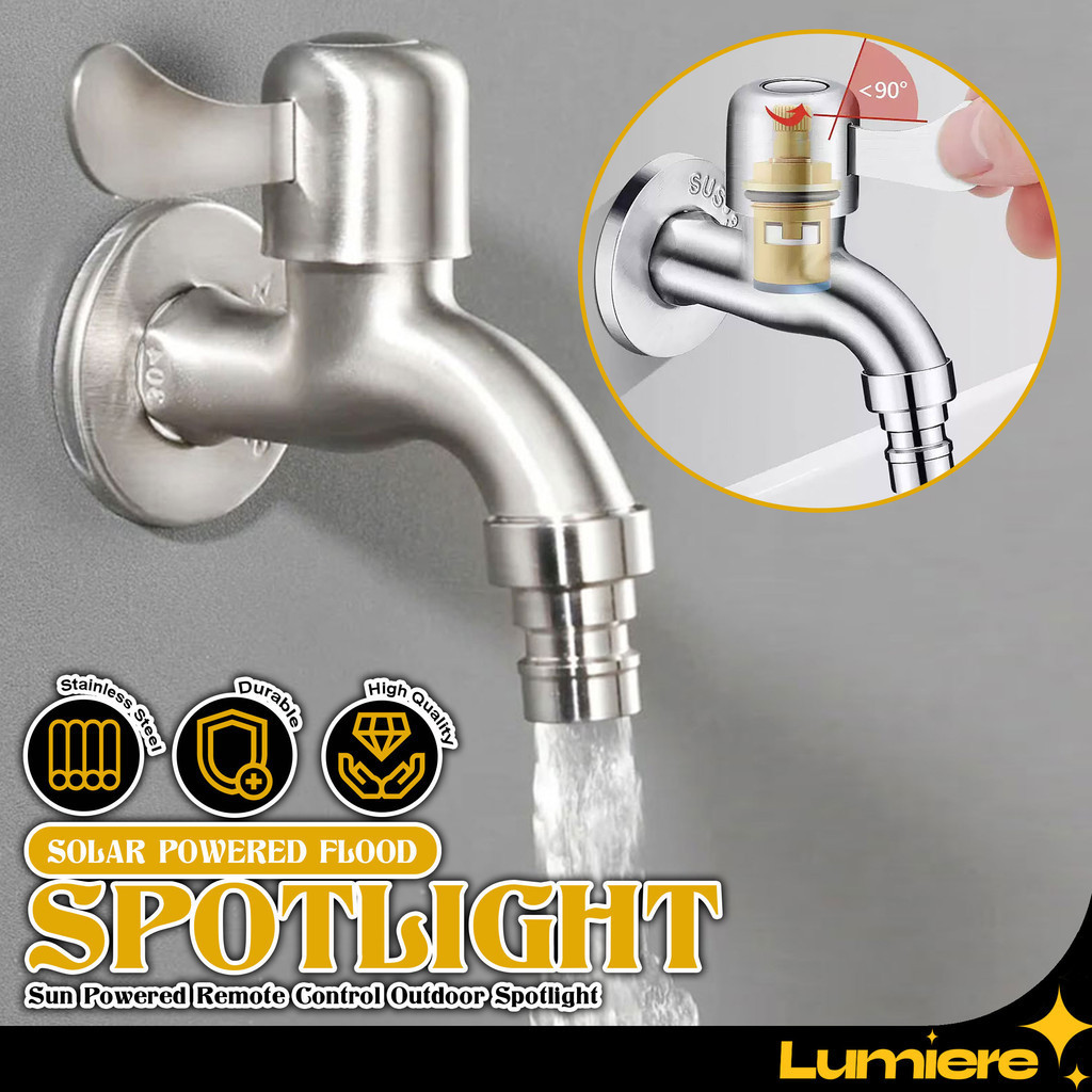 Faucet Stainless Steel Wall Water Tap 1/2 Inch Classic Kepala Paip ...