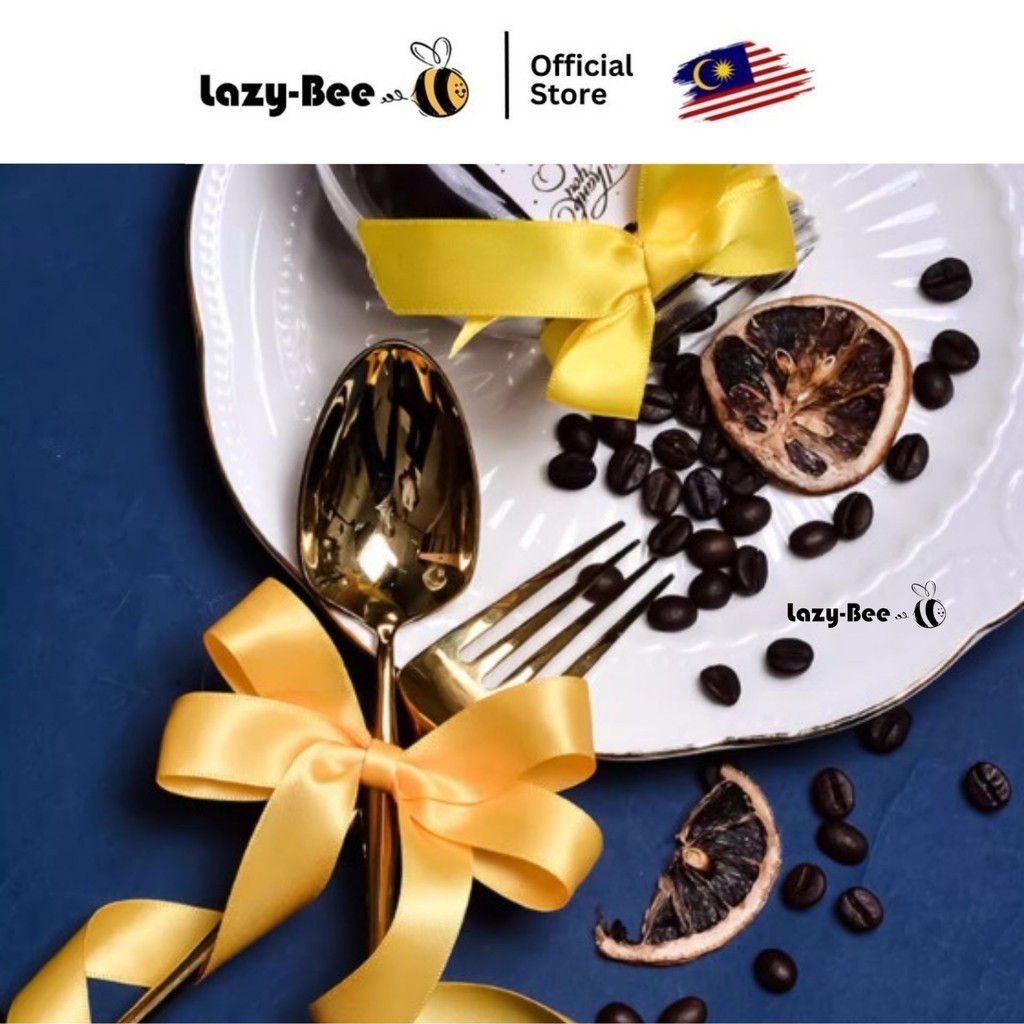 LAZY BEE 100 yards Yellow Gold Premium Double Face Satin Ribbon ...