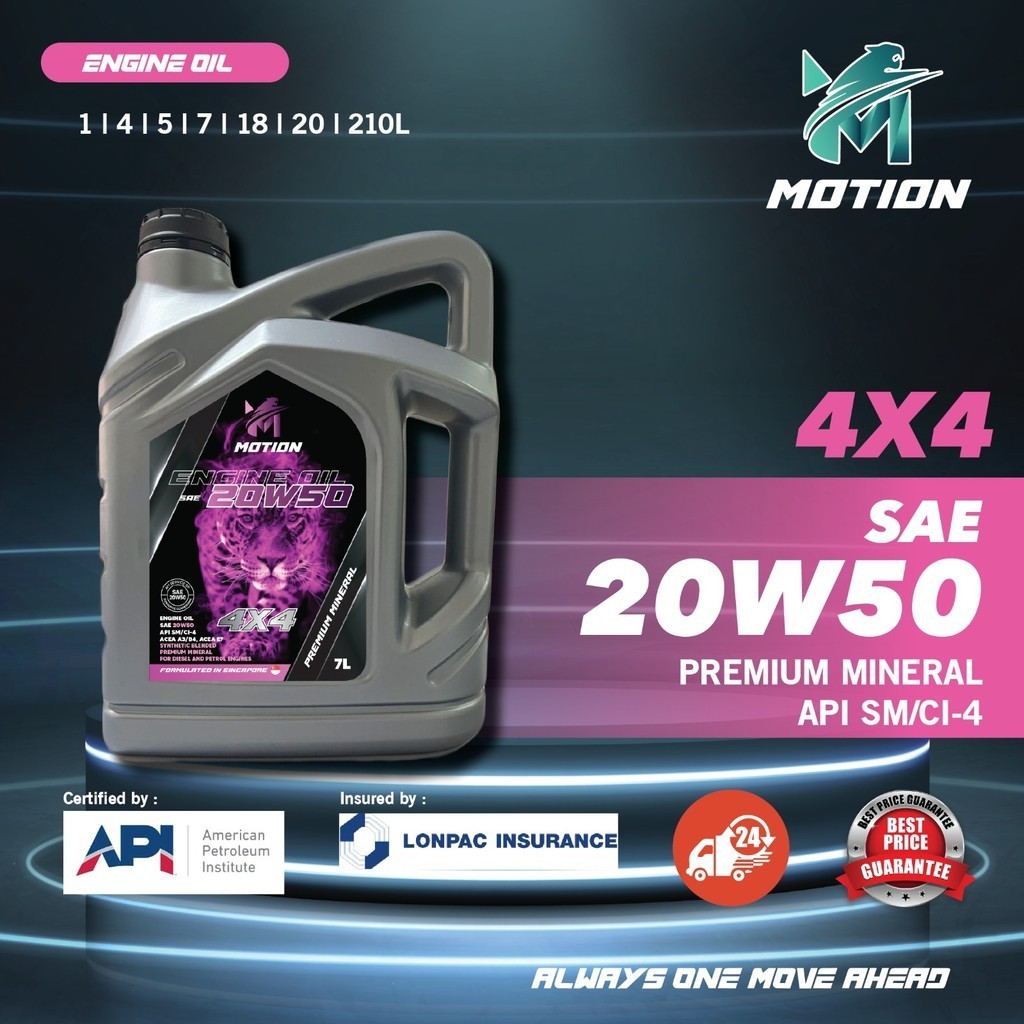 MOTION 20w50 7L MINERAL API SM CI4 Petrol Diesel Engine Oil Car ...