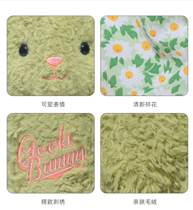 Matcha Green Rabbit Plush Doll Cute Flower Lop-eared Rabbit Doll Super ...