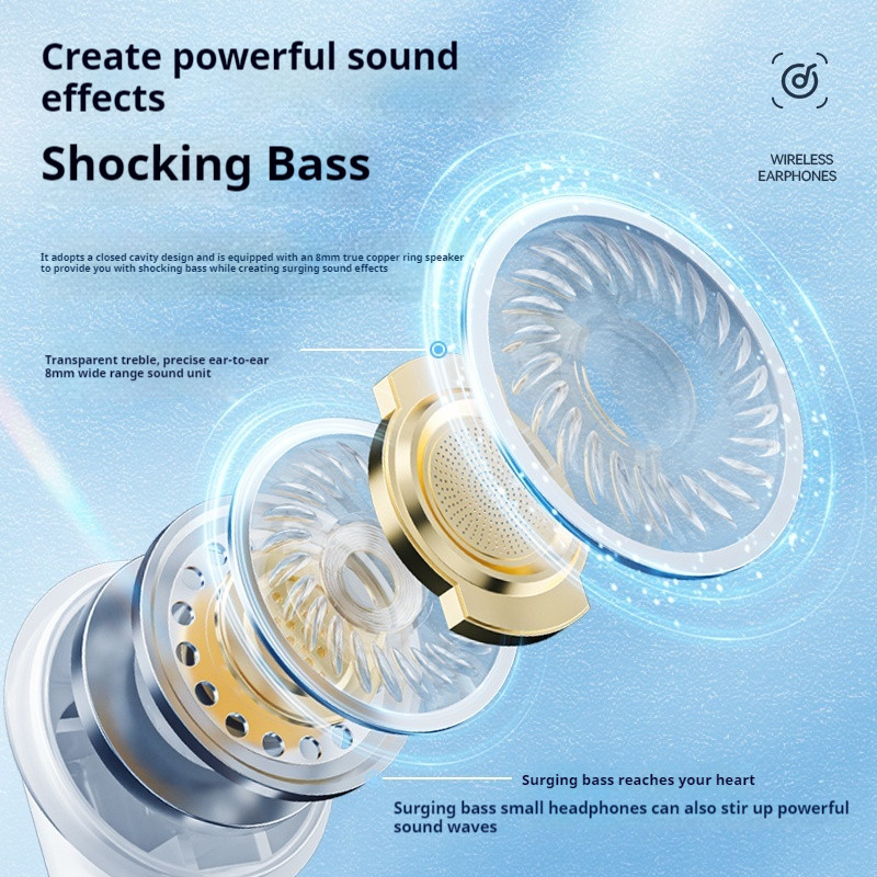 TZUZL J08 TWS Bluetooth Earphone game headset Wireless Headphone 9D Stereo Earbuds With LED ...