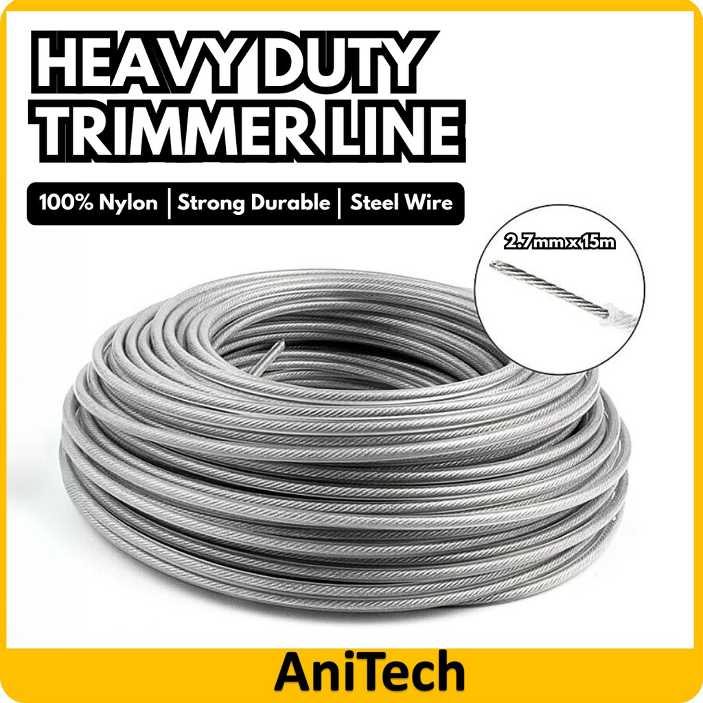 Anitech 2.7mm X 15m Grass Cutting Trimmer With Steel Wire String 100% ...