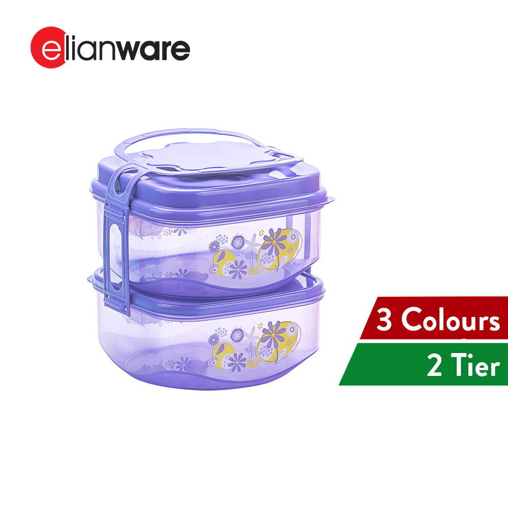 Elianware BPA Free Flower 2 Layers Microwave Tiffin Food Lunch Box ...