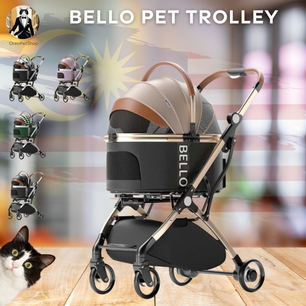 Oreopet Pet Stroller Foldable 4 Wheel Bello Pet Trolley for Dog and Cat ...