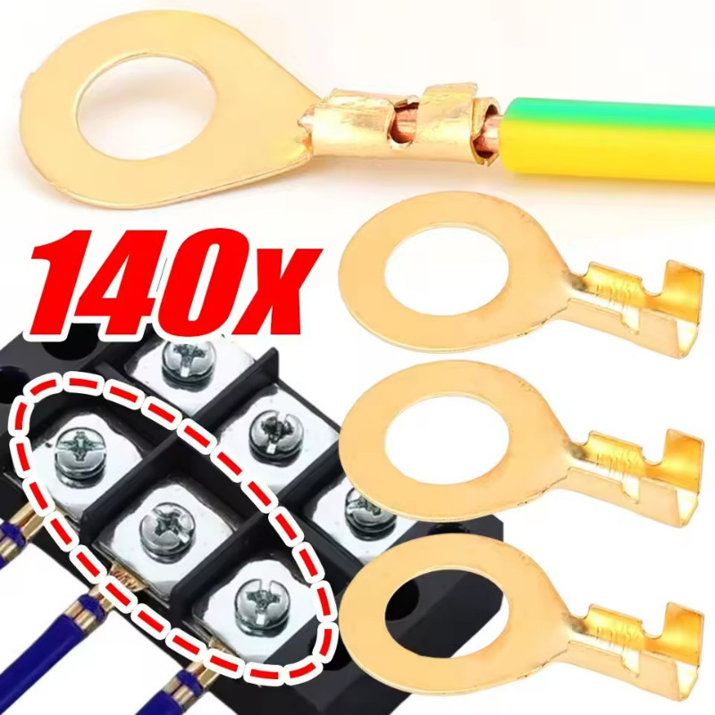 140Pcs O-Type Cold Pressed Terminal Block - Electrical Wire Connector ...
