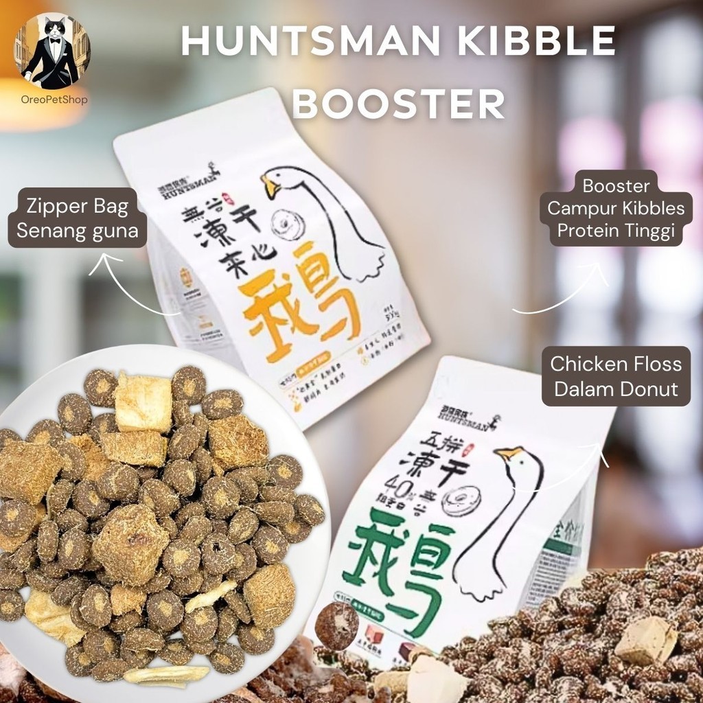 HUNTSMAN Flossy Donut Kibbles & Cat Booster 500G For Cats Food Makanan ...