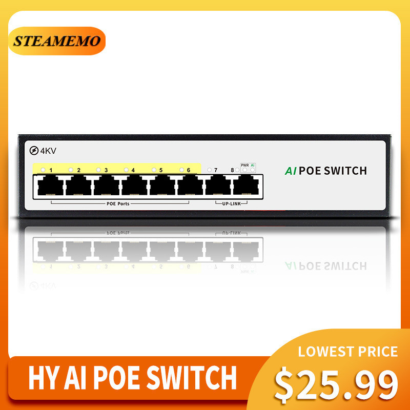 STEAMEMO HY Series AI Smart 6 Port POE Switch 100W Built-in Power ...