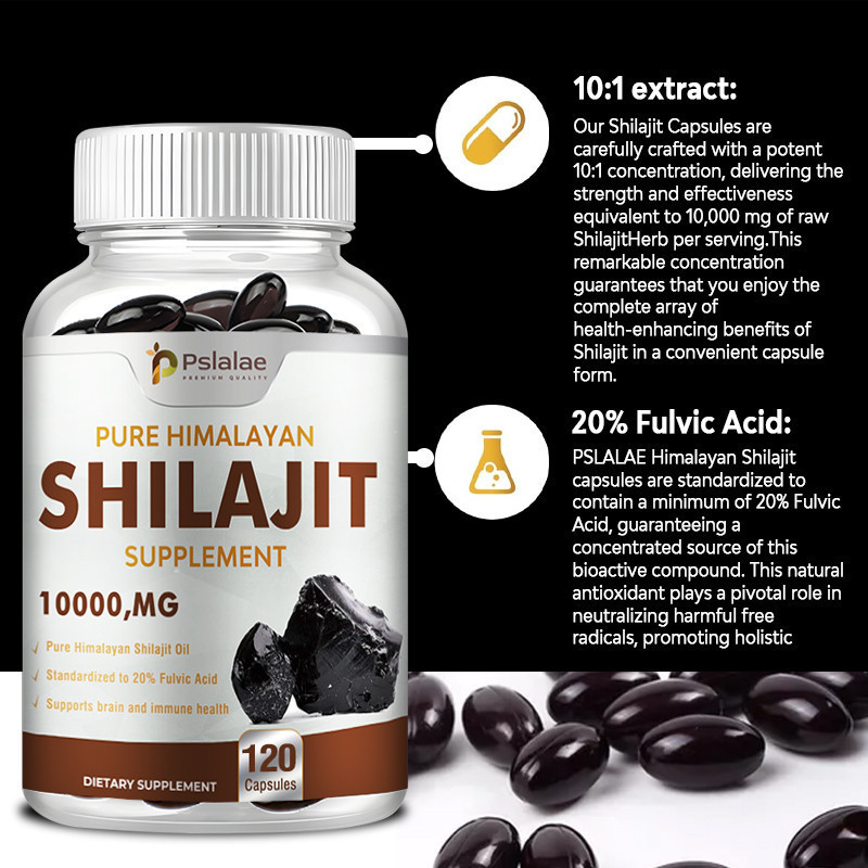 Shilajit Supplement, 10,000 MG Capsules Pure Himalayan Shilajit Oil ...