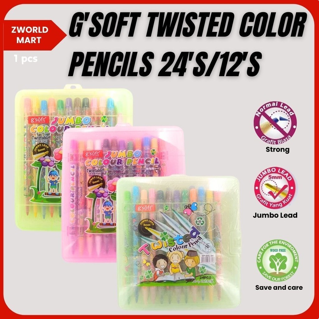 G'SOFT TWISTED COLOR PENCILS 24's/12's | Shopee Malaysia