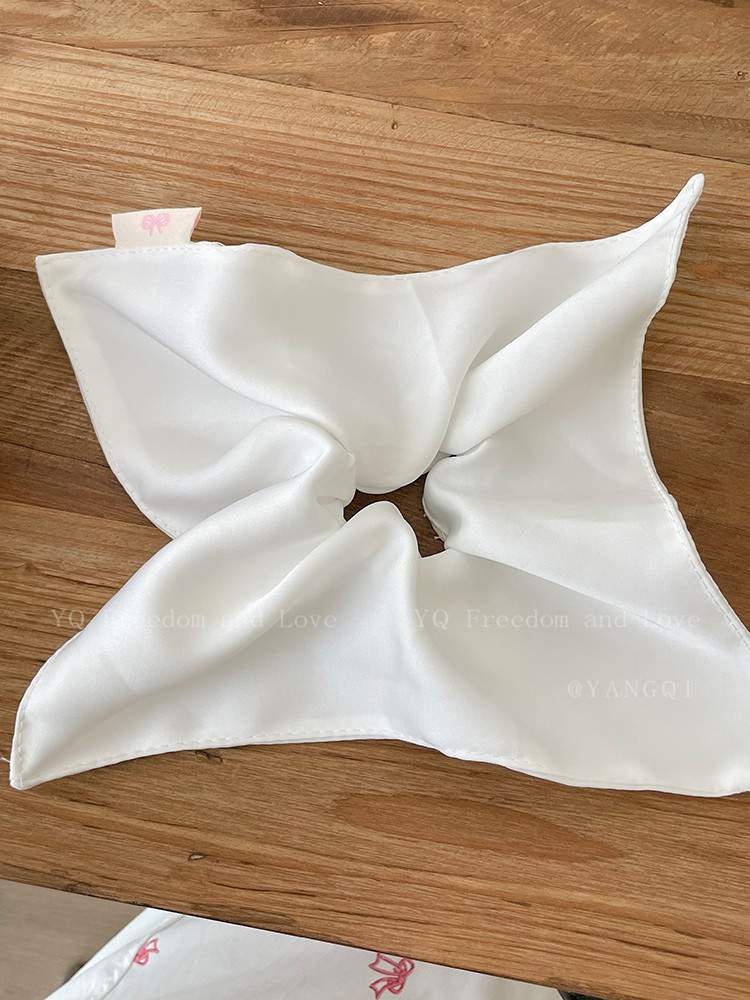 New solid color square scarf large intestine hair tie female internet ...