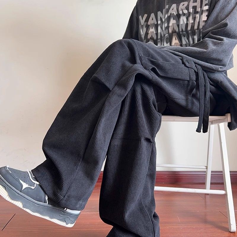 Corduroy Men Autumn Winter New Style Loose Straight Pants Trendy Large ...