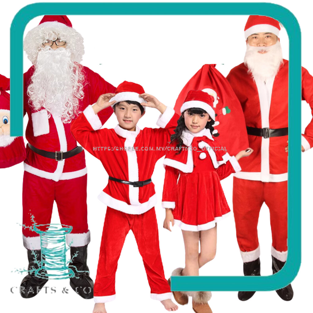 1 SET CHRISTMAS COSTUME SANTA CLAUS CLOTHING FOR ADULT ( FREE SIZE ...