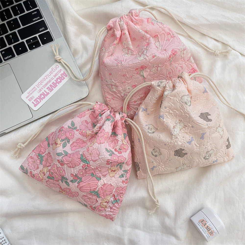 Cherry Blossom Pink Flower Drawstring Drawstring Pocket Cute Little ...