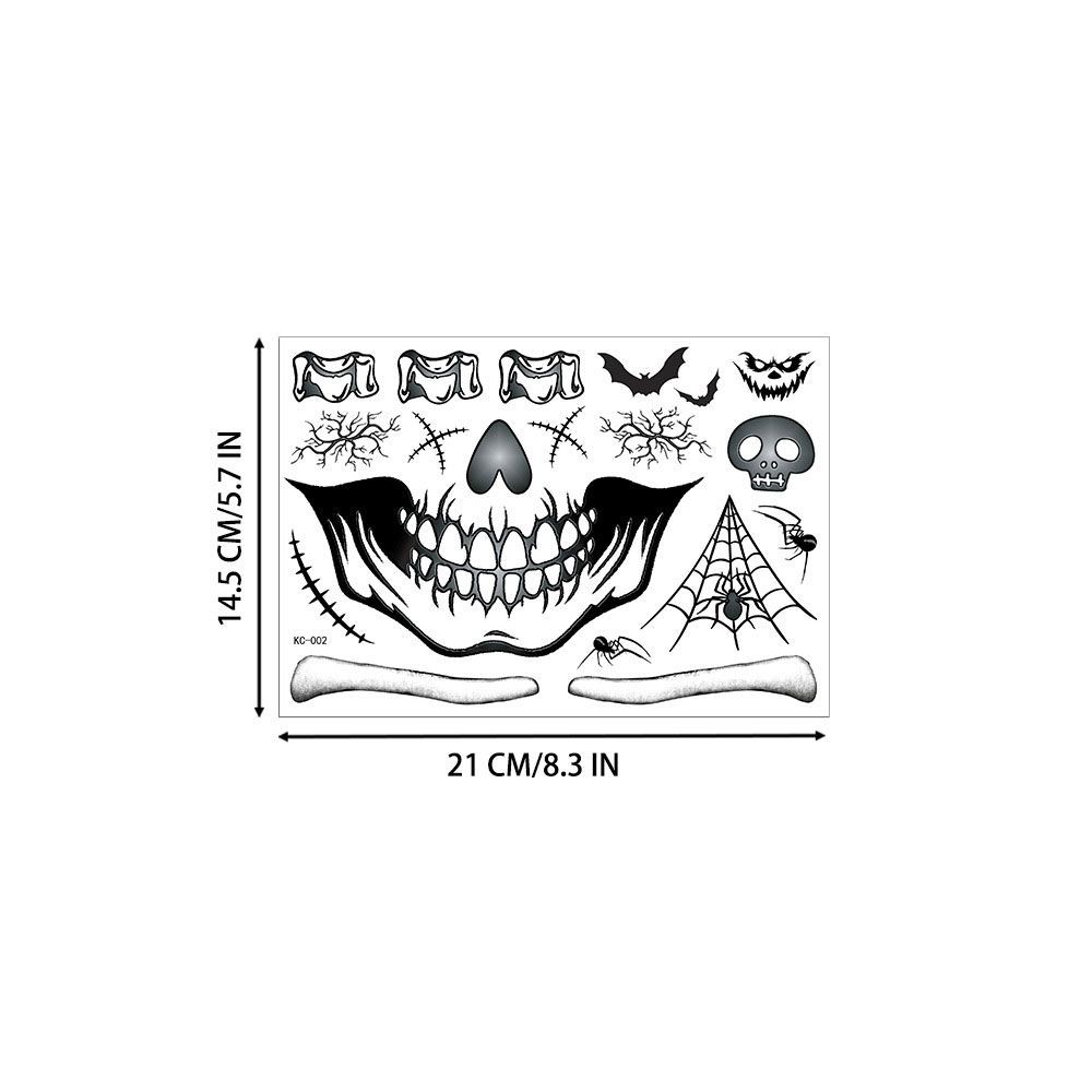 Halloween Skull Tattoo Stickers Horror Big Mouth Face Scars Masquerade ...