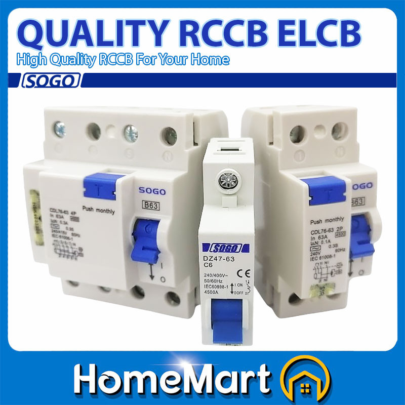 SOGO Top Quality Residual Current Circuit Breaker RCCB 40A/63A ELCB MCB ...