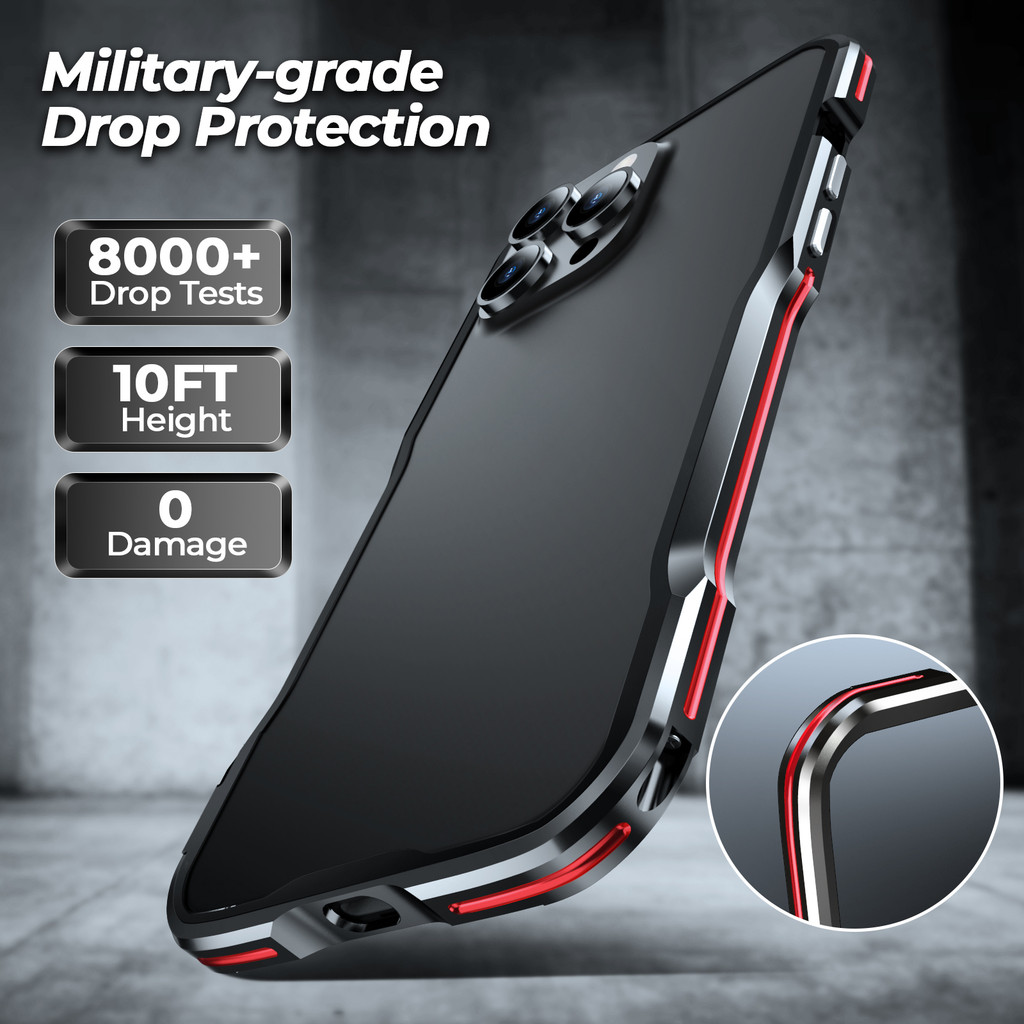 Luxury Aluminum Metal Frame Phone Case For iPhone 17 16 15 14 13 12 Pro ...