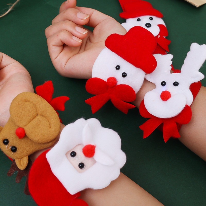 Cartoon Santa Claus Snowman Elk Pattern - Christmas Glow Clap Circle ...