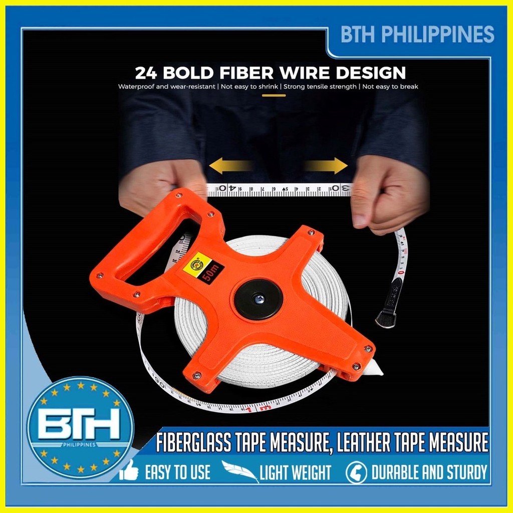 BTH 50M | 100M Tape Measure Fiber Glass High Quality Heavy Duty Meter ...