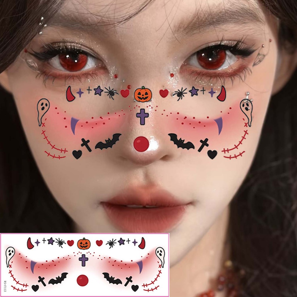 5/10/12Pcs Halloween Cartoon Cute Temporary Tattoo Sticker - Waterproof ...
