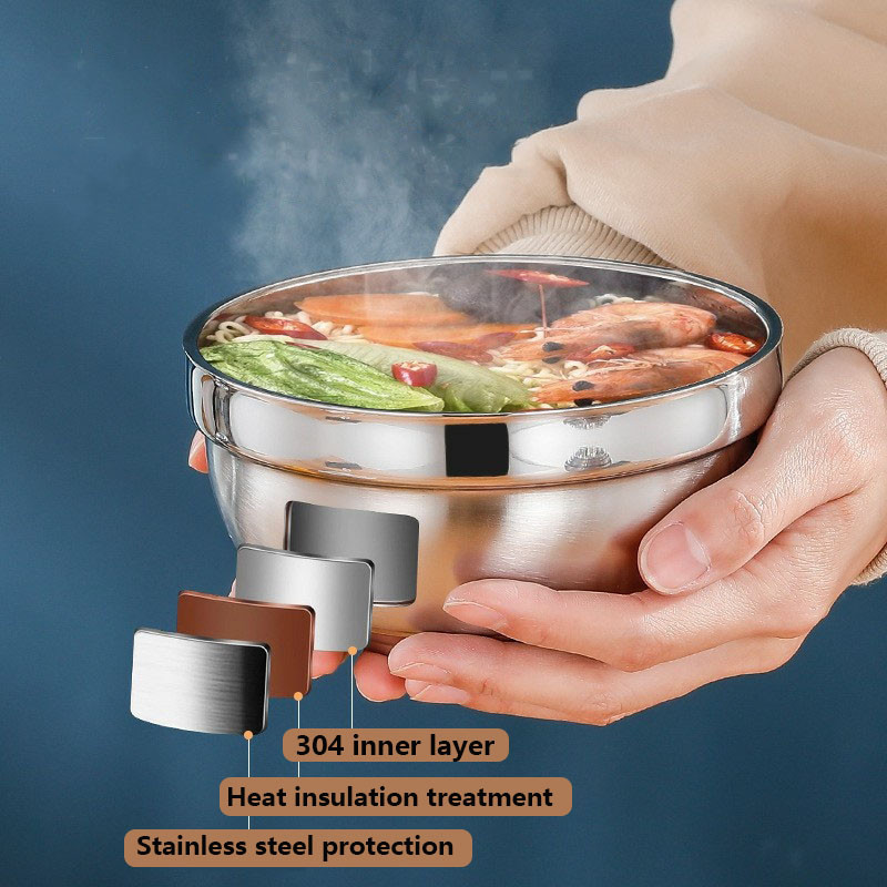 Double-Layer Insulated Kids Bowls Heat Resistant Stainless Steel for ...