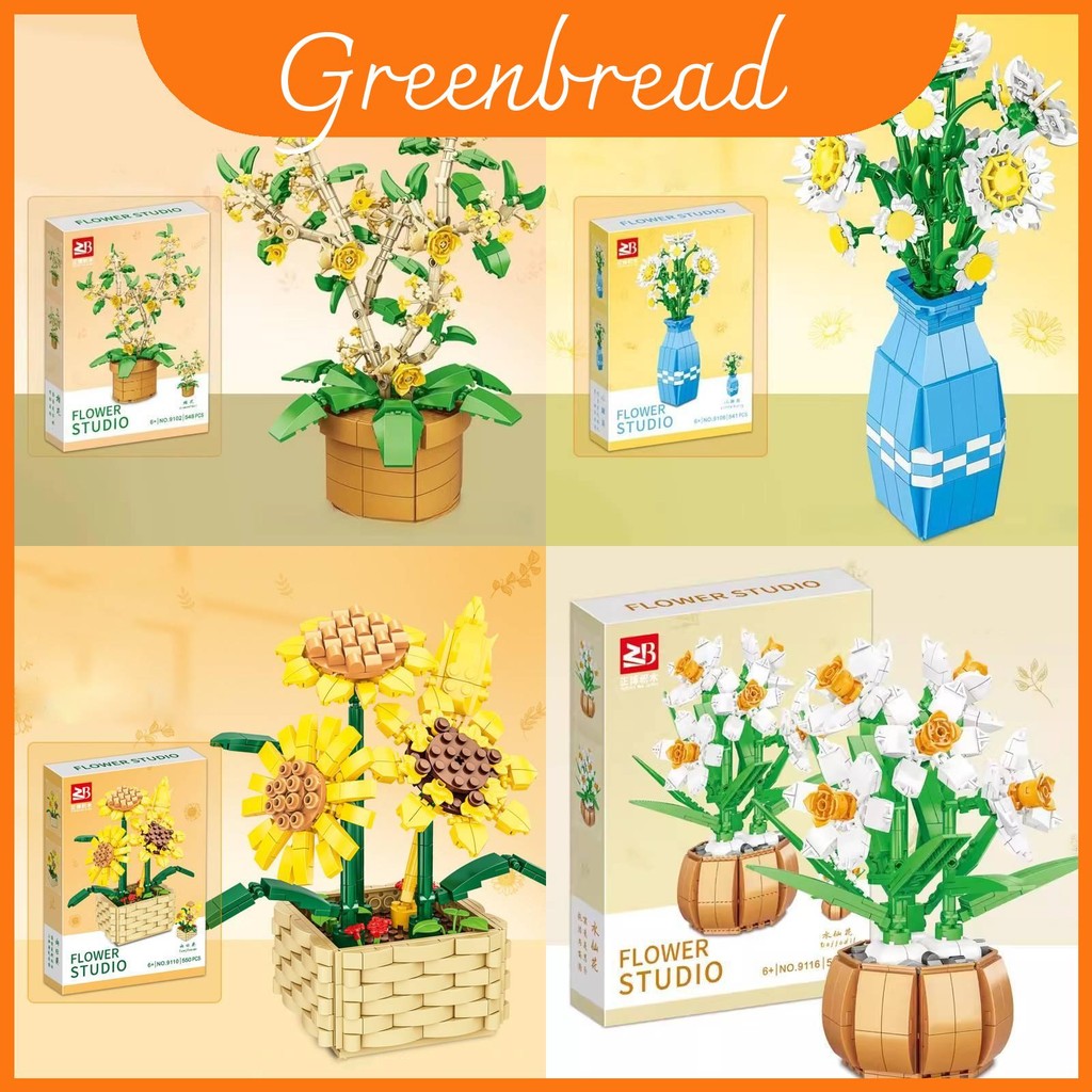 Miniature Artistic Building Blocks Set Featuring Realistic Flower ...