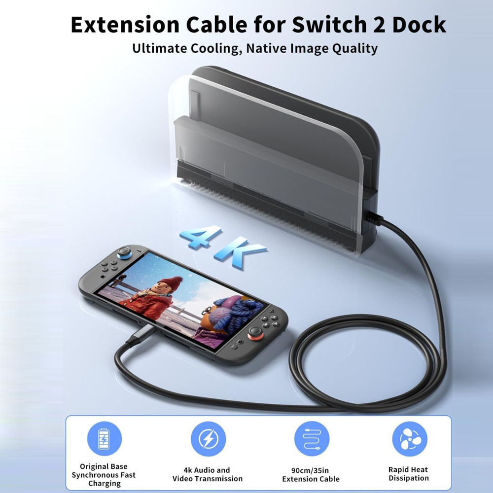 Extender Cable Replacement for Nintendo Switch 2 Dock, USB-C Fast ...