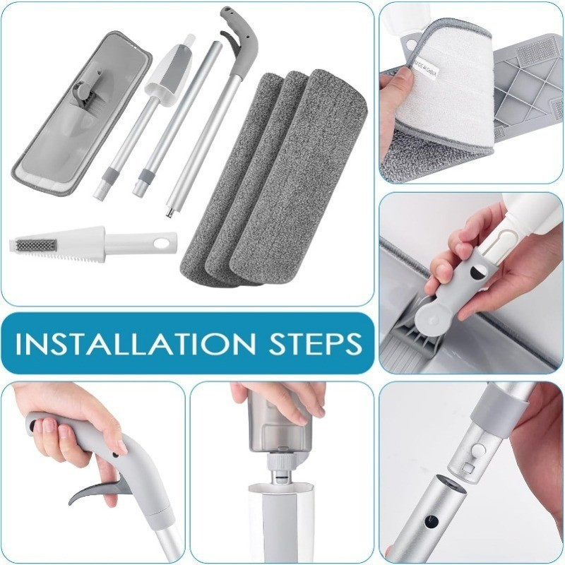 Spray Mop Spinner Head 360° Rotating Microfiber Pads for Hard Floors ...